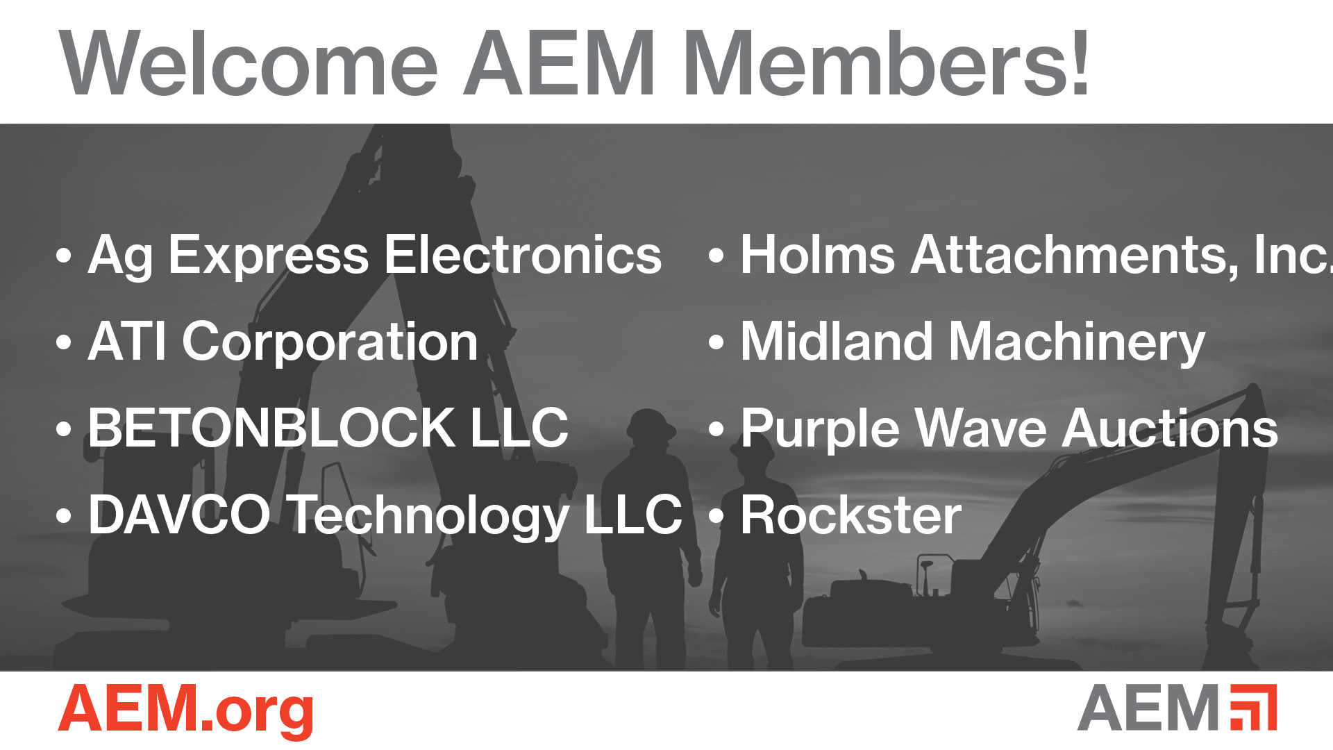 AEM Welcomes 8 New Members in April - AEM | Association of Equipment ...