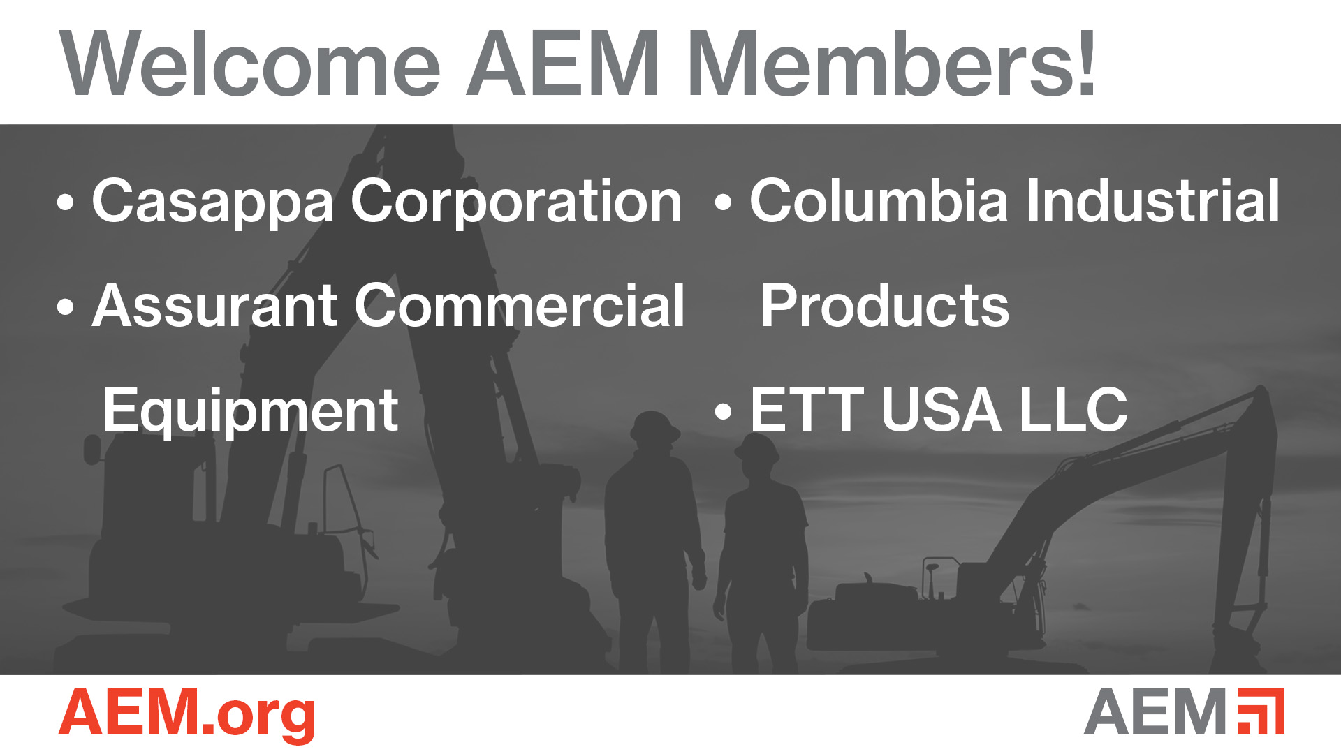 AEM Welcomes 4 New Members in March - AEM | Association of Equipment ...