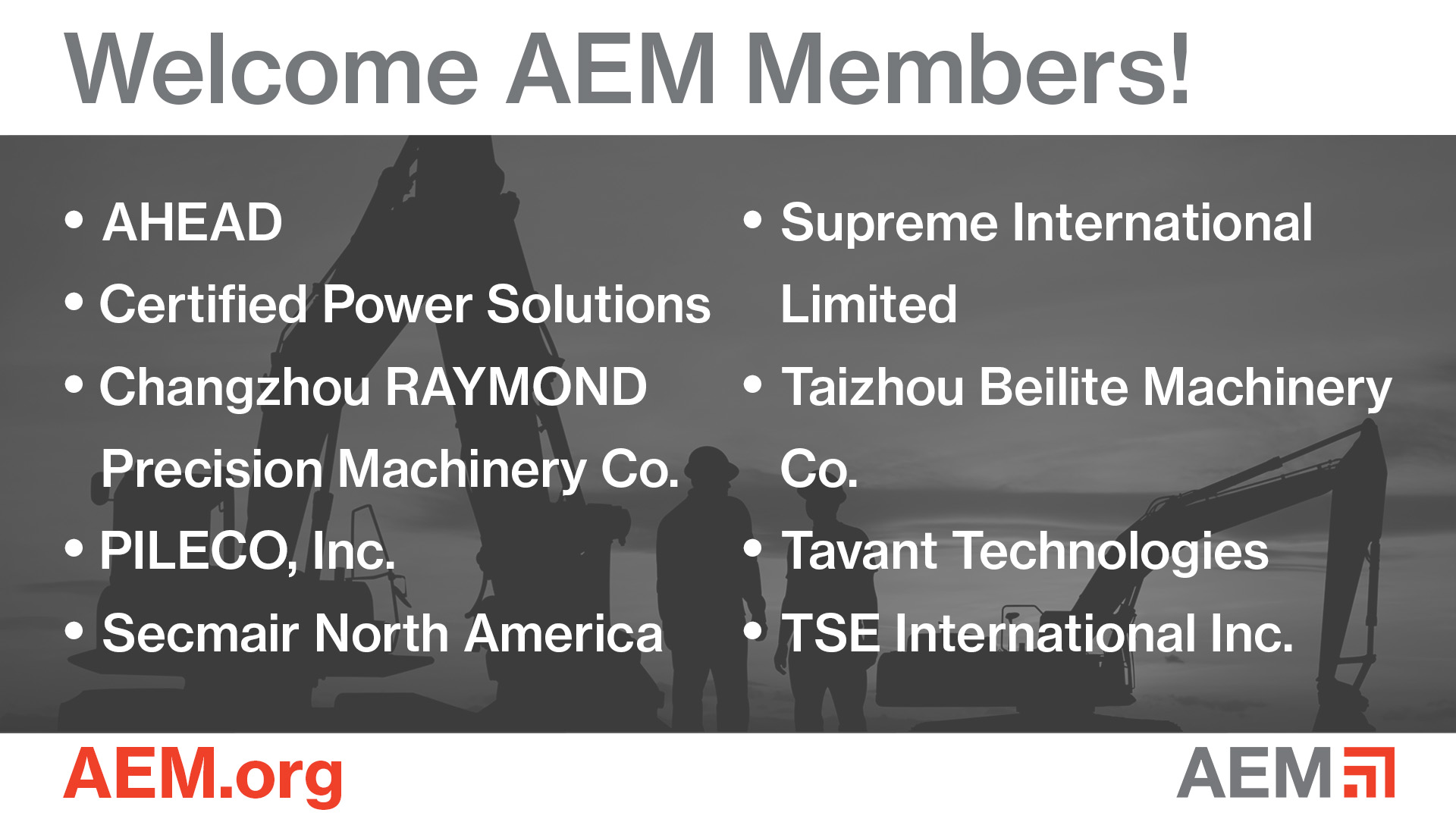AEM Welcomes 9 New Members in June - AEM | Association of Equipment ...